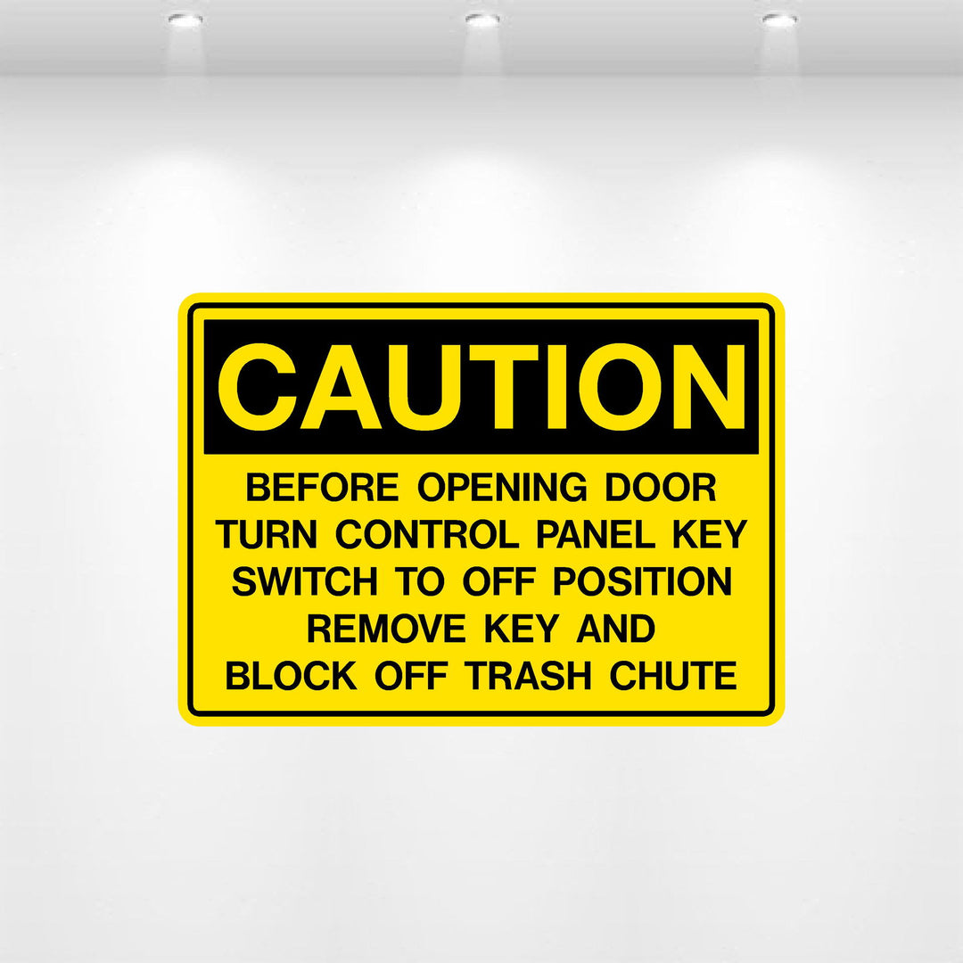 Caution: Before Opening Door Decal | Safety Reminder Label – Safety Decals