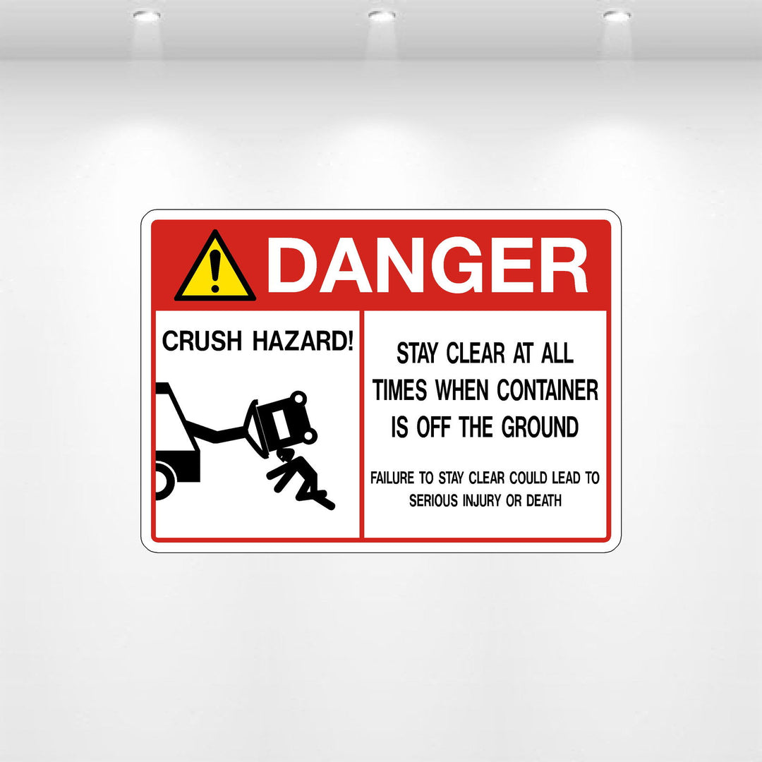 Crush Hazard Red Decal - OSHA-Compliant Safety Decals | SafetyDecals.com