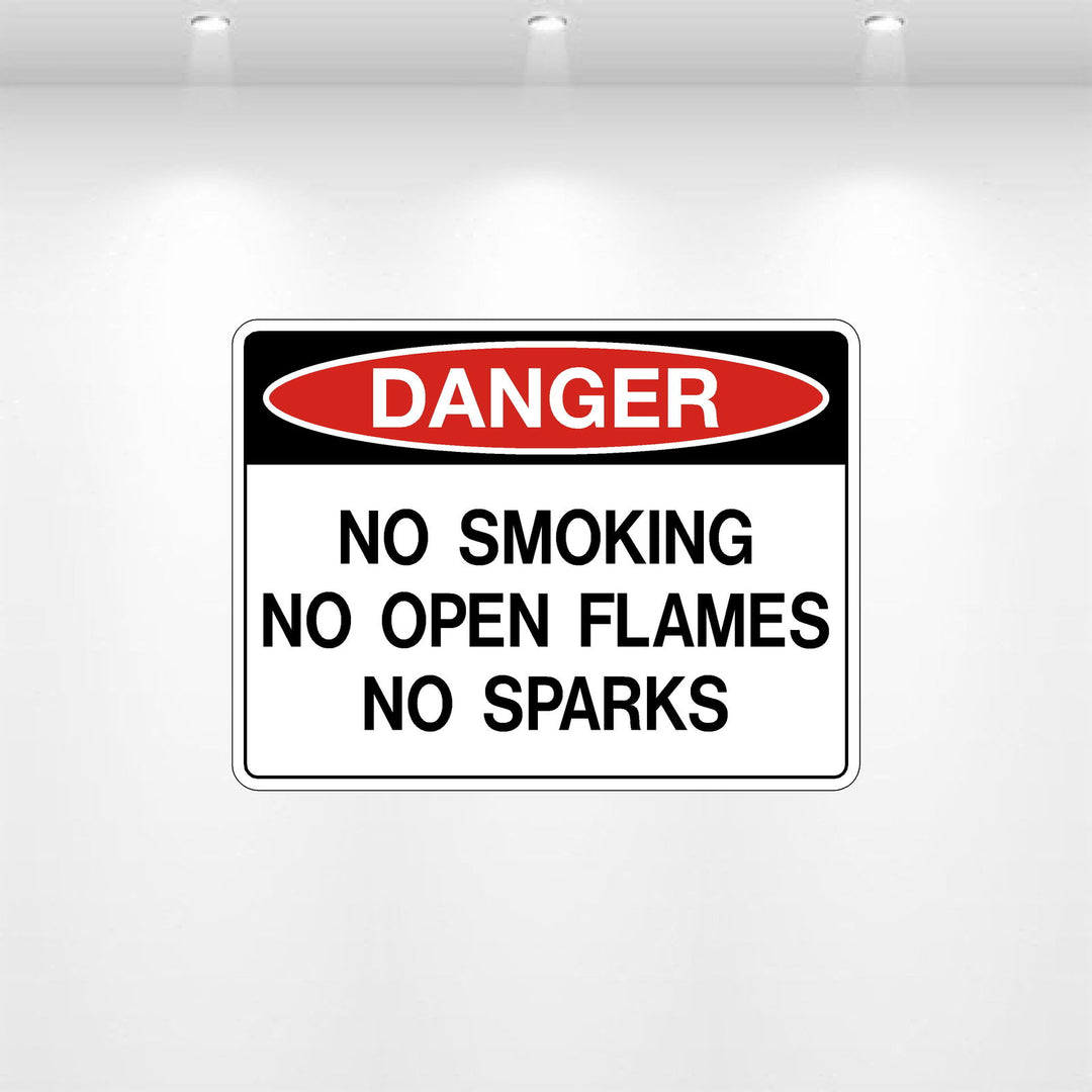 Danger: No Smoking • No Open Flames • No Sparks Decal – Safety Decals