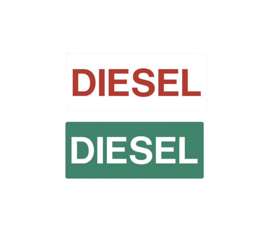 Decal - Diesel, Big Font, Red/Green | Safety Decals