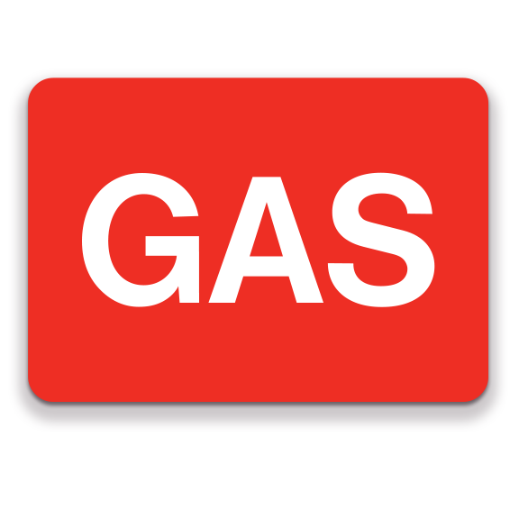 Decal - Gasoline, Big Font, Bright Red | Safety Decals