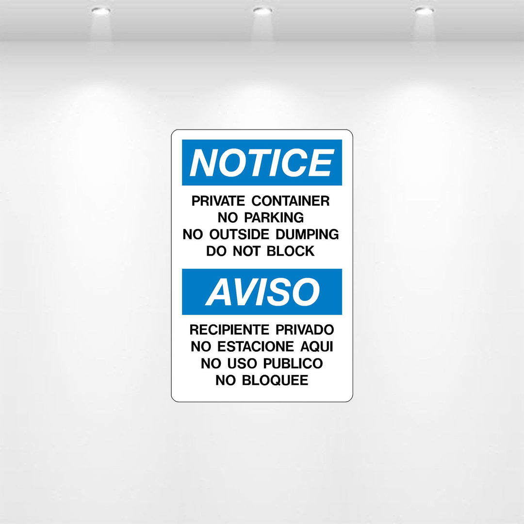 NOTICE: Private Container Decal | Secure Dumpster Safety Sticker – Safety Decals