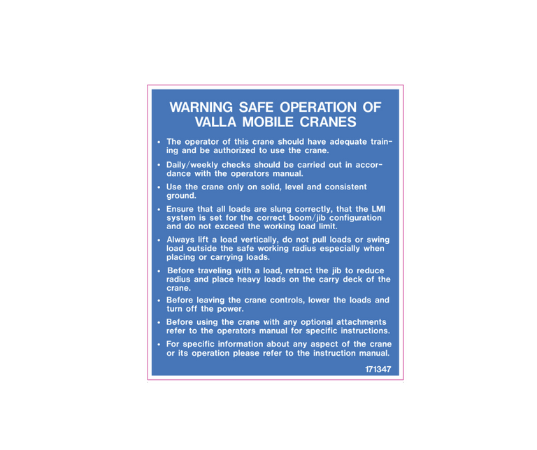 Decal - Safe Operations Instructions, Blue | Safety Decals