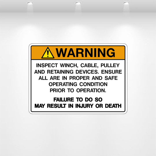 Warning Decal – Inspect Winch Before Use | SafetyDecals.com – Safety Decals
