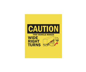 Decal - Caution Wide Right Turns, Yellow | Safety Decals