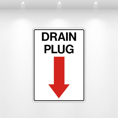 Drain Plug Decal – 5″×7″ Vinyl Equipment Label | Safety Decals