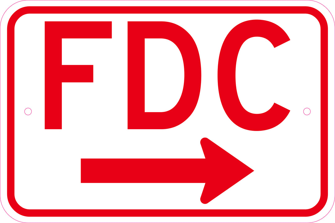 FDC Sign with Right Arrow | Directional Fire Safety Sign – Safety Decals