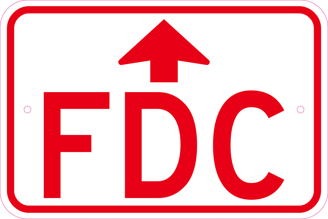 FDC Sign with Up Arrow | Fire Connection Direction Marker – Safety Decals